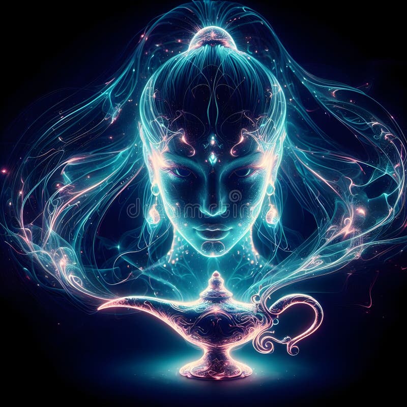 A Female Genie Lamp With Dark Fantasy Stock Illustration Illustration Of Graceful Allure