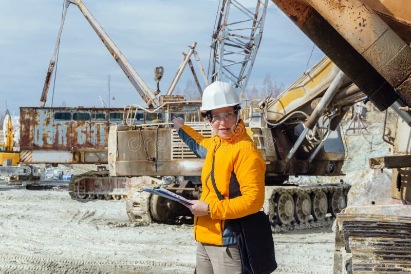 Female Geologist or Mining Engineer at Work Stock Image - Image of ...