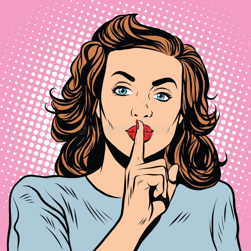 Female gesture of silence stock vector. Illustration of hand - 71306577