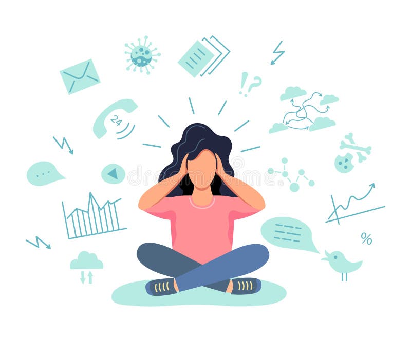 Female Gets Too Much Information Stock Vector - Illustration of ...