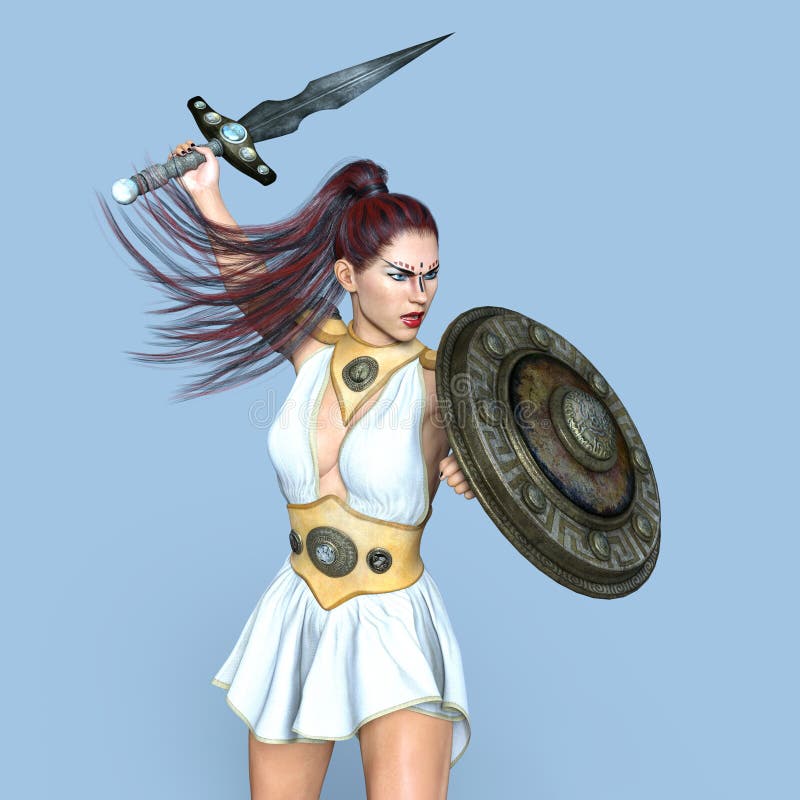Female gladiator stock illustration. Illustration of white - 73398575
