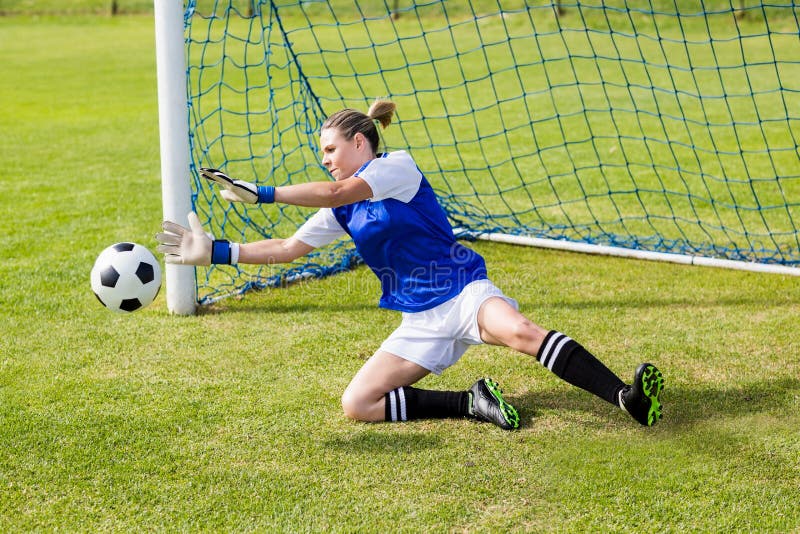 Female Goalkeeper Saving a Goal Stock Photo - Image of defending ...