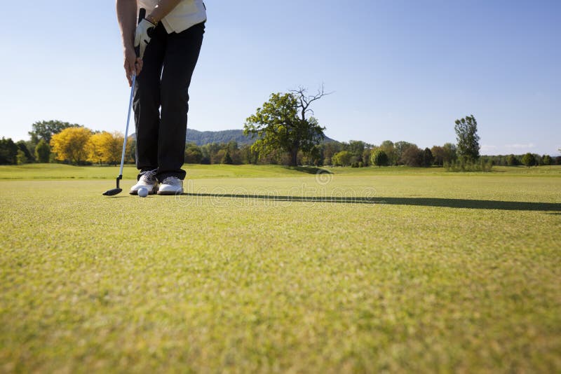 Female Golf Player Putting Ball. Stock Photo - Image of active, putting ...