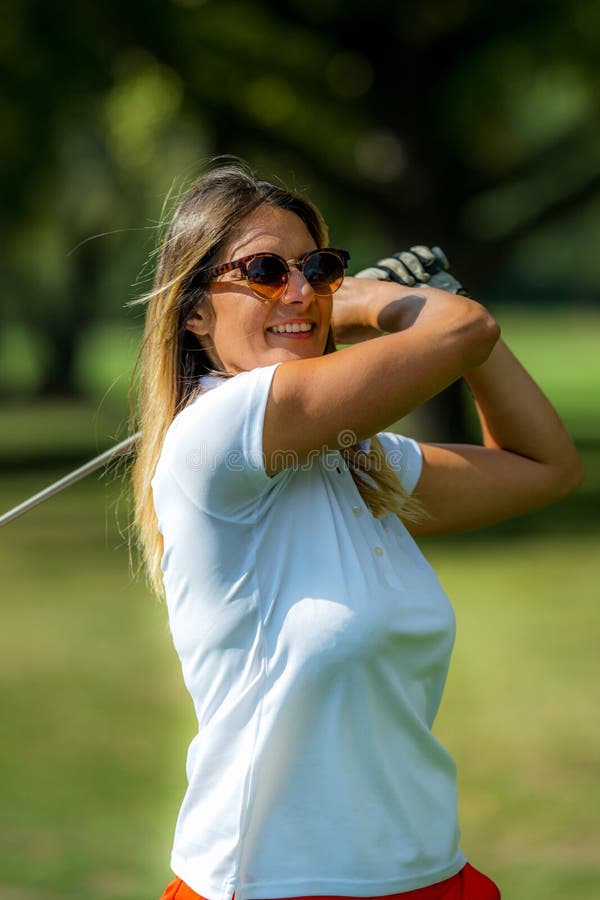 Female golf swing stock photo. Image of female, golfing - 245190224