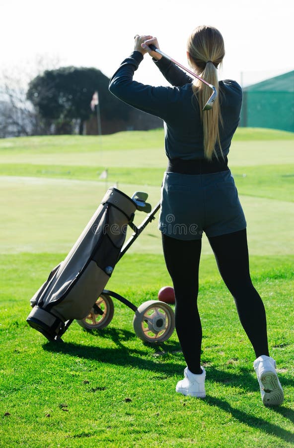 Female Golfer at Golf Course Stock Image - Image of ball, enjoying ...