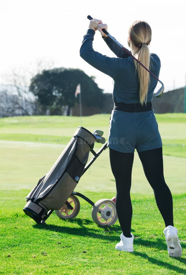 Female Golfer at Golf Course Stock Image - Image of ball, enjoying ...