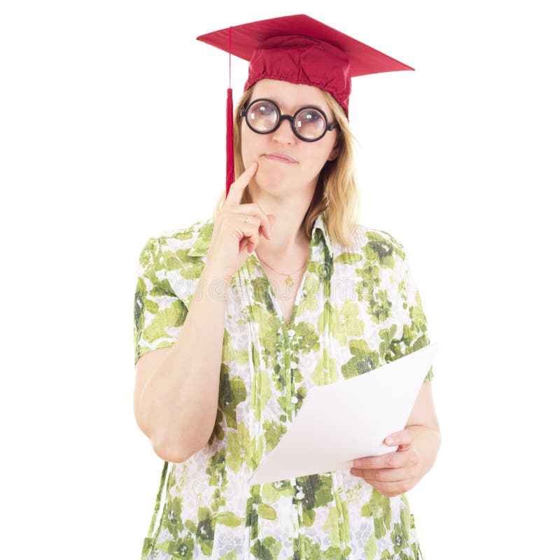 Graduate Thinking about Her Studies Stock Image - Image of achievement ...