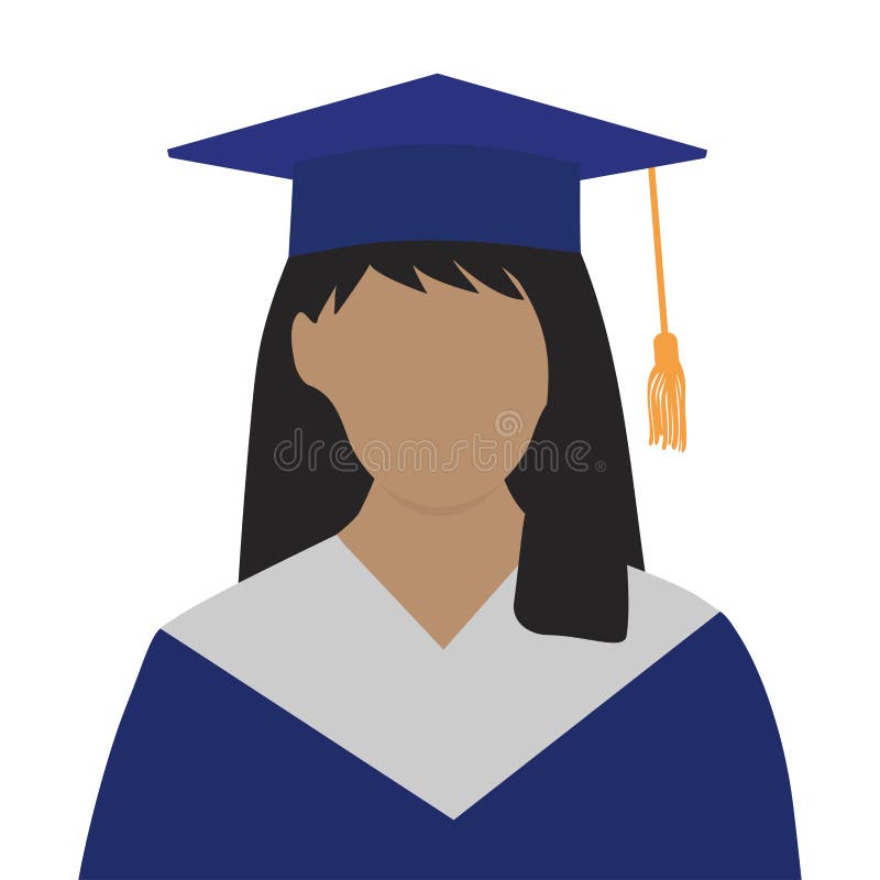 Female Graduate Student in Gown and Graduation Cap. Vector Illustration ...