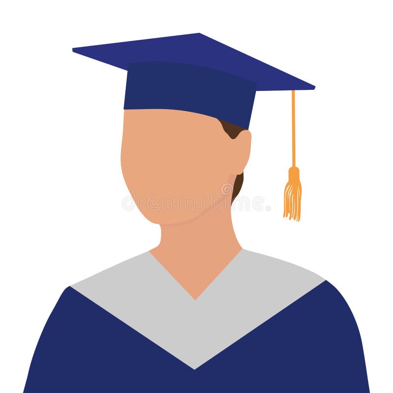 Female Graduate Student in Gown and Graduation Cap. Vector Illustration ...