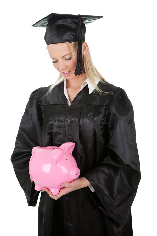 Female Graduate Student Holding Money Stock Image - Image of portrait ...
