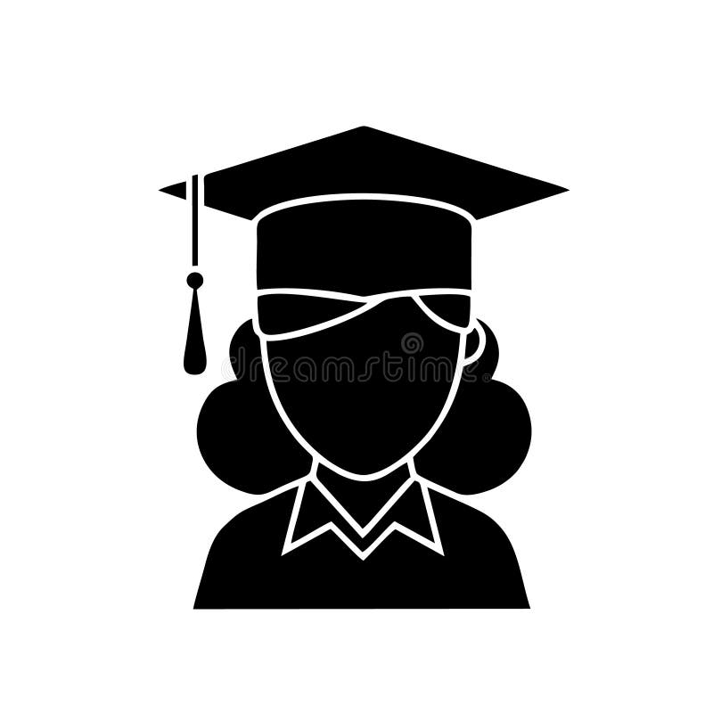 Female Graduate Student Icon Isolated on White Background. Female ... Female Graduate Student Icon Isolated on White Background. Female ...