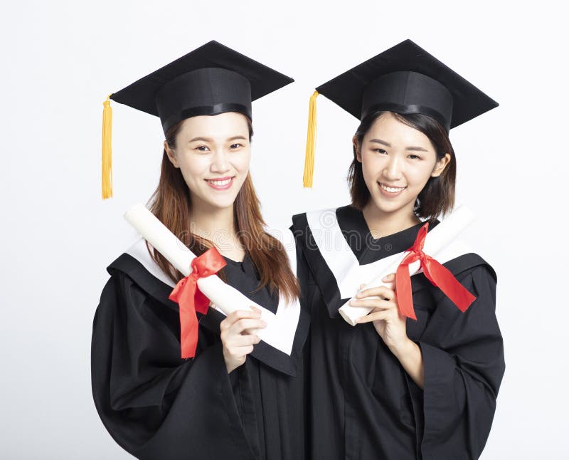 Graduate Students Isolated on White Stock Image - Image of beautiful ...