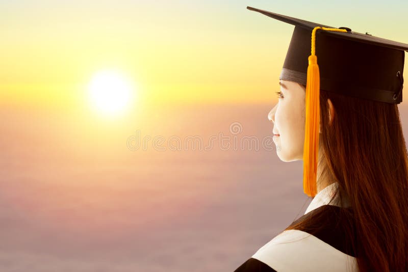 Young Female Student Celebrating Graduation Stock Image - Image of ...
