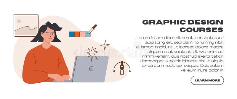 Female Graphic Designer Freelancer Working on a Project. Digital ...