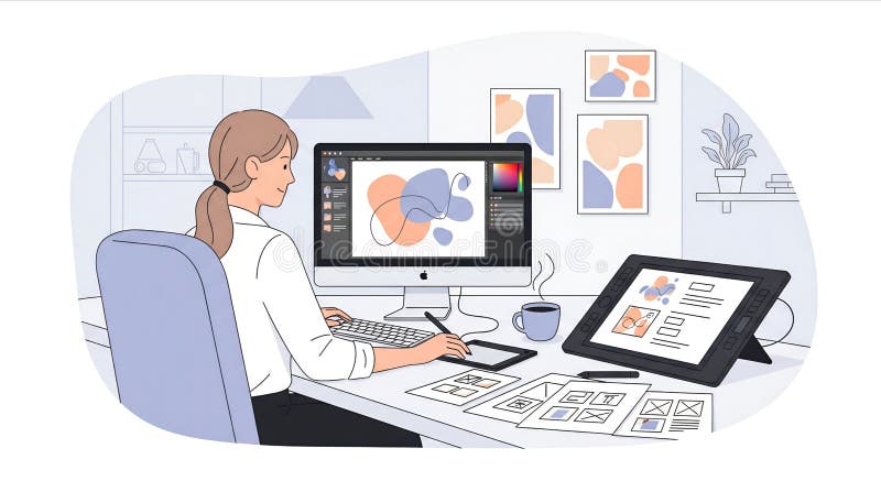 Female Creative Graphic Designer Stock Illustrations – 2,838 Female Creative Graphic Designer ...