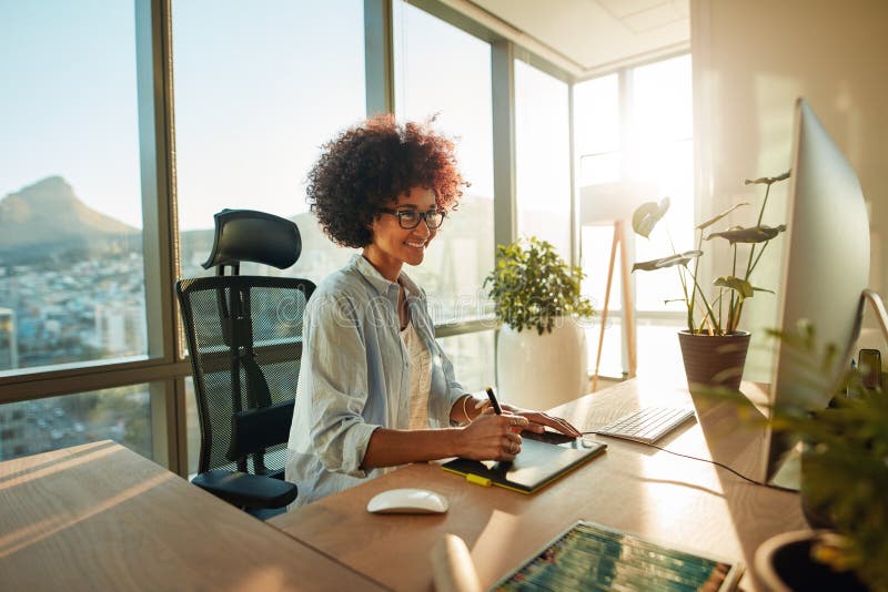 Female Graphic Designer at Work Stock Photo - Image of professional ...