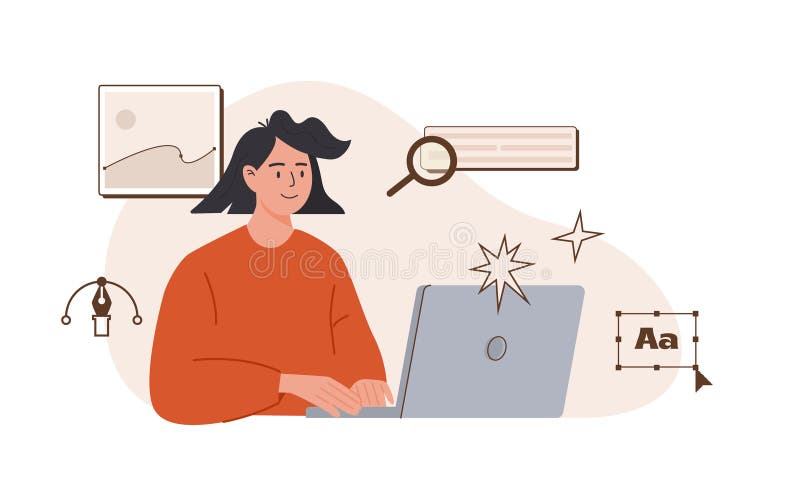 Female Graphic Designer Working on a Computer. Creative Digital ...