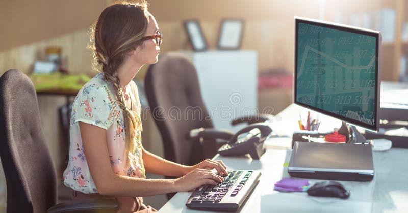 Female Graphics Designer Using Computer Stock Image - Image of young ...