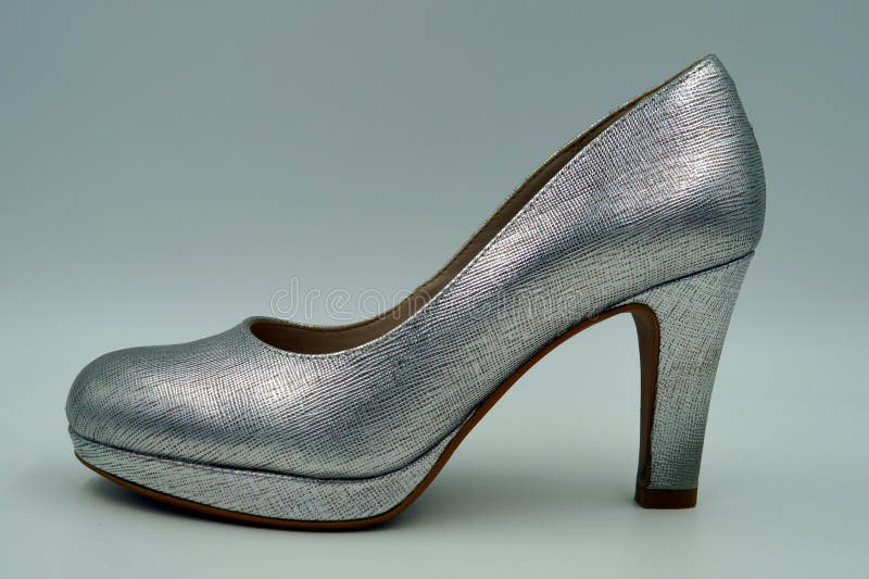 Silver high-heeled shoe stock image. Image of heels - 106441625