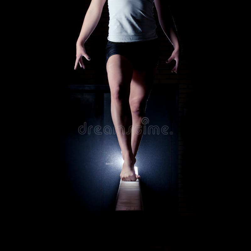 Female Gymnast on Balance Beam Stock Photo - Image of fitness, gymnast ...