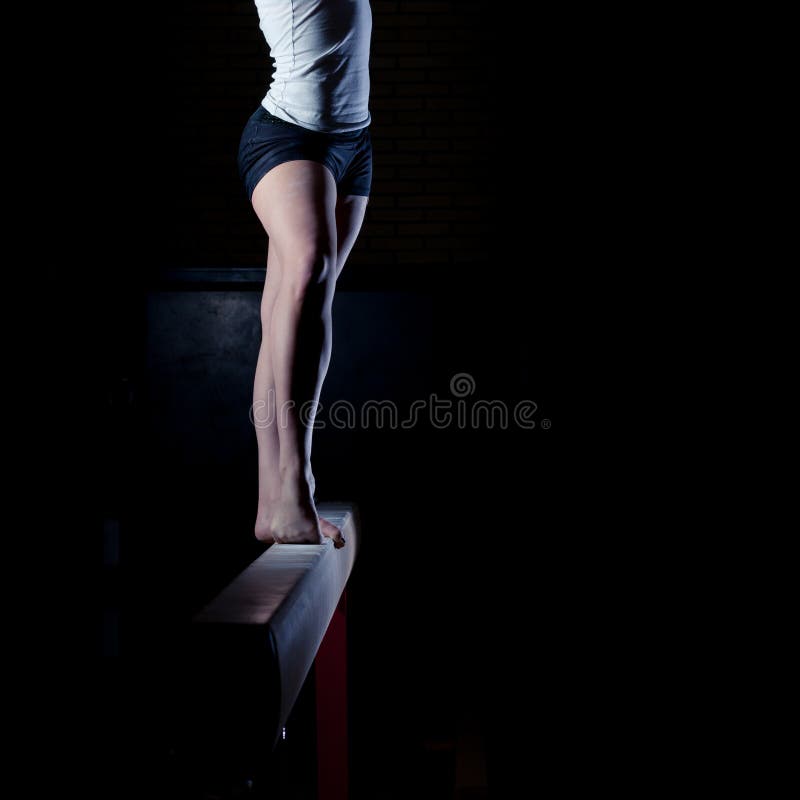 Female Gymnast on Balance Beam Stock Photo - Image of precision, active ...