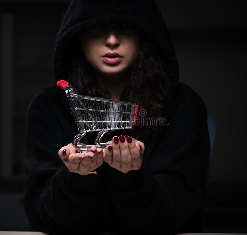 Female Hacker Hacking Security Firewall Late in Office Stock Image ...