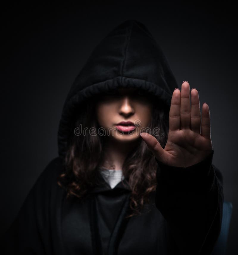 Female Hacker Hacking Security Firewall Late in Office Stock Photo ...