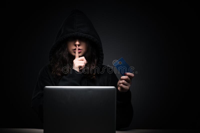 Female Hacker Hacking Security Firewall Late in Office Stock Photo ...
