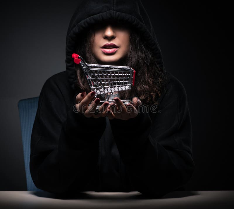 Female Hacker Hacking Security Firewall Late in Office Stock Photo ...