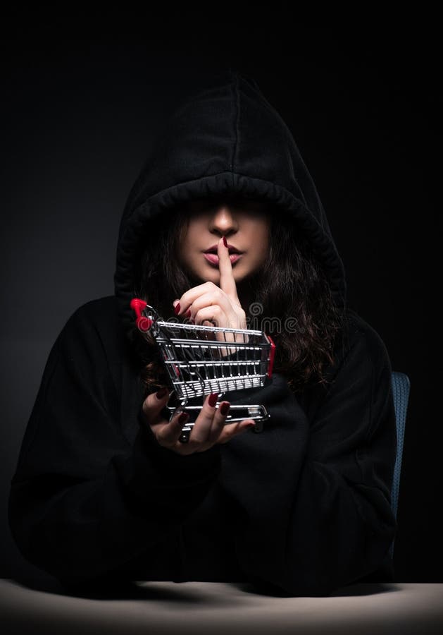 Female Hacker Hacking Security Firewall Late in Office Stock Image ...