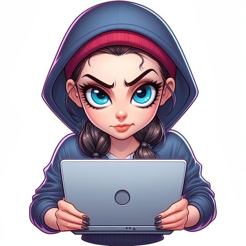 Female Hacker in Virtual World. Generative Ai Stock Illustration ...