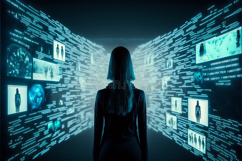 Female Hacker in Virtual World. Generative Ai Stock Illustration ...