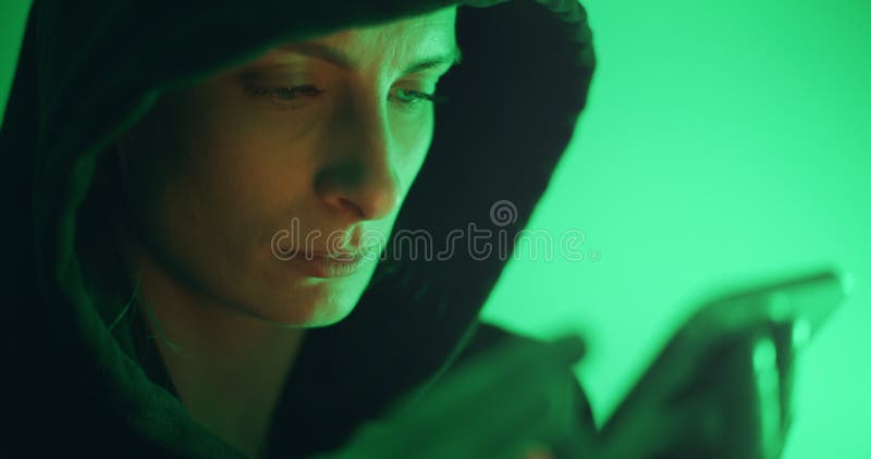 Female Haker Stealing Data Breaking Protection Stock Footage - Video of ...