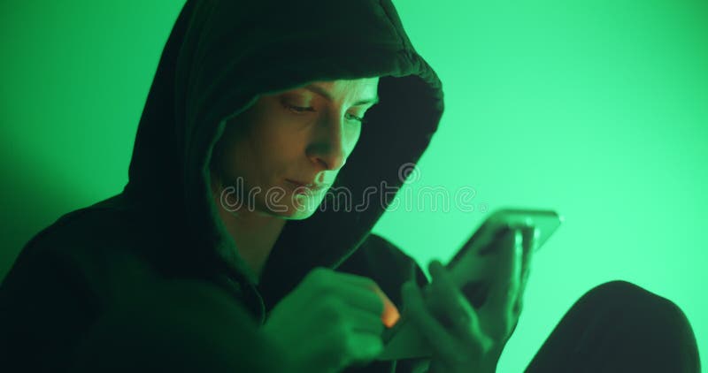 Female Haker Stealing Data Breaking Protection Stock Footage - Video of ...