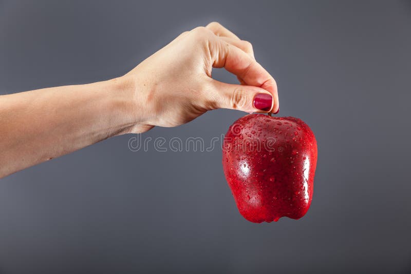 Female hand with an apple stock image. Image of closeup - 33482435