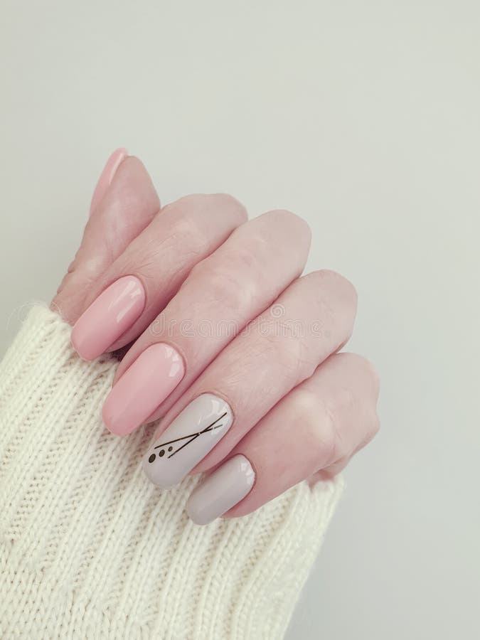 Female Hand Beautiful Manicure Knitted Stylish Design Stock Image ...