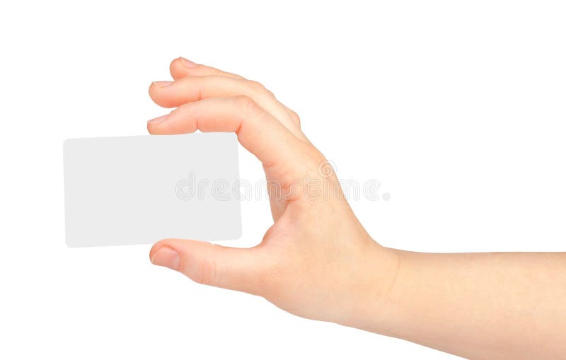 Female Hand with a Blank Card on White Stock Image - Image of contact ...