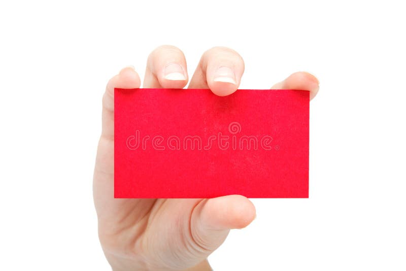 Female Hand with a Blank Red Card. Stock Photo - Image of background ...