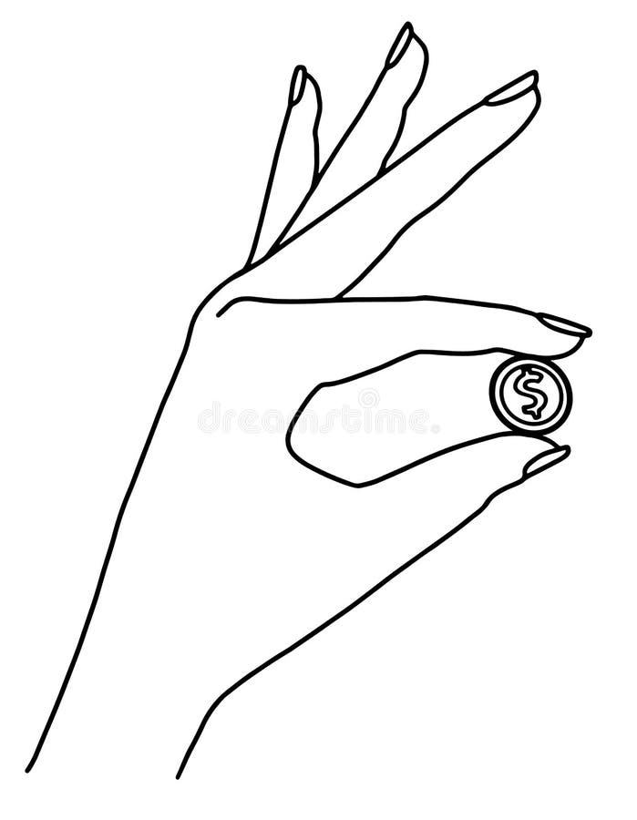 Line Drawing Hand Coin Stock Illustrations – 1,619 Line Drawing Hand ...