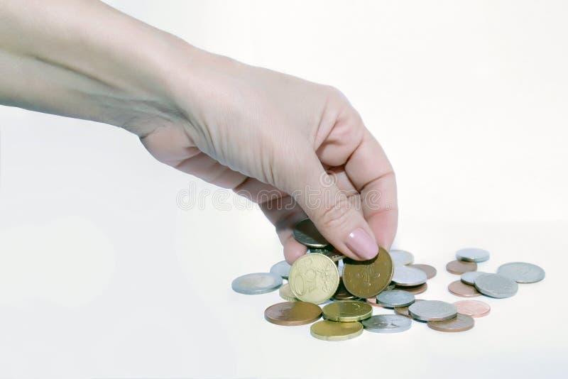 Female hand with coins stock image. Image of person, female - 87278697