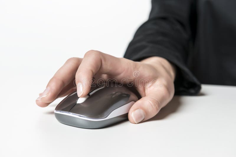 Female Hand with Computer Mouse Stock Image - Image of computer, button ...