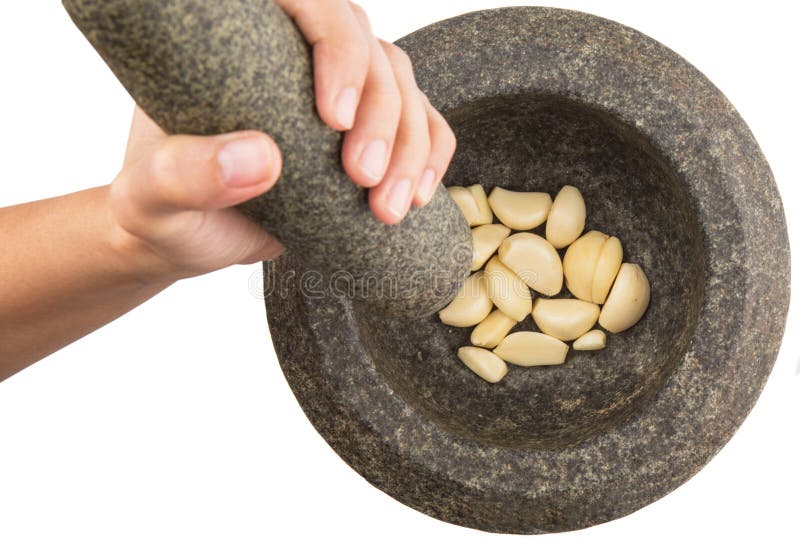 Female Hand Crushing Garlics II Stock Image - Image of hand, granite ...