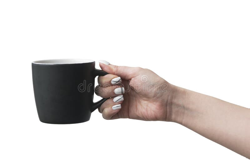 Female Hand with Cup Isolated on White Stock Image - Image of container ...