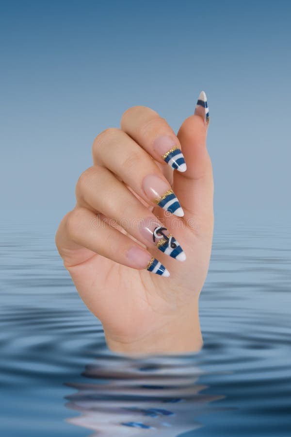 Beautiful Pretty Woman with Black Manicure Nails Stock Image - Image of ...