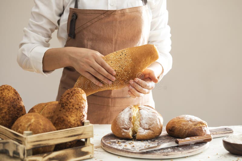 Female Hand Freshly Baked Bread Stock Image - Image of crate, baked ...