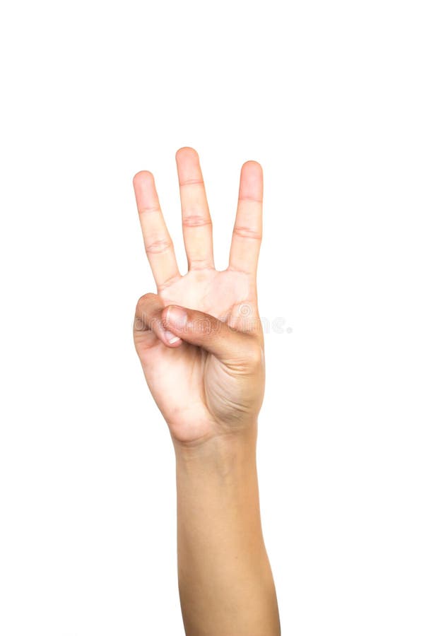 Female Hand Gesture Making Number Three on White Background Stock Image ...