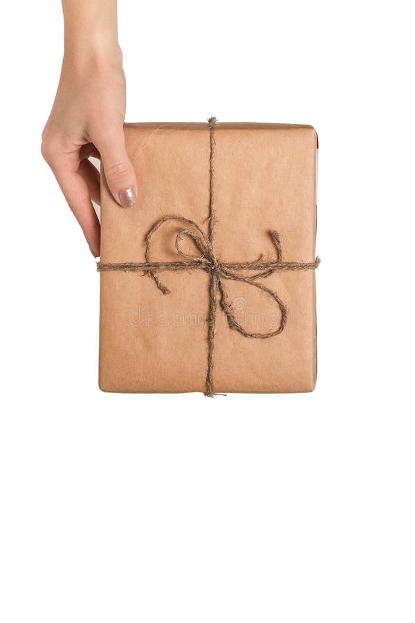 Female Hand with Gift Box Isolated Over White Background Stock Image ...