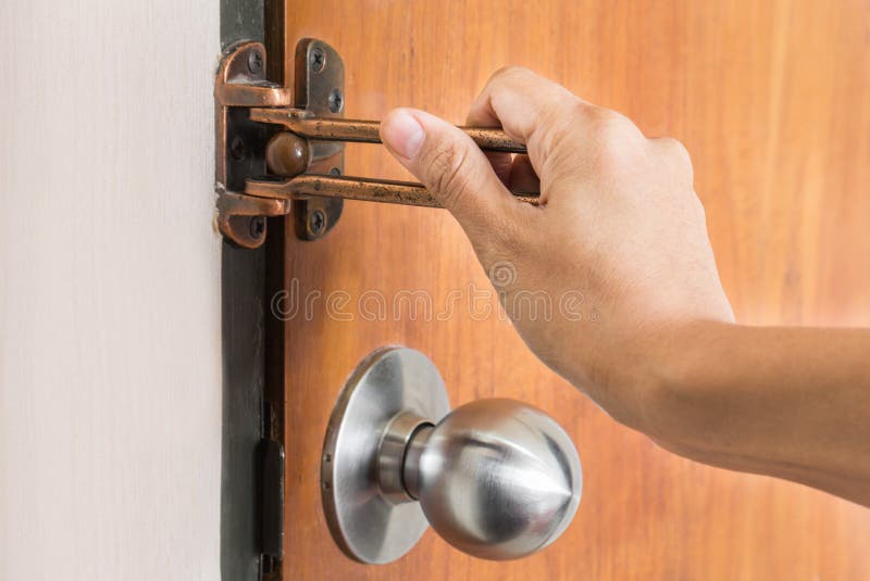 Female Hand on Handle, Opening or Closing Door Stock Photo - Image of ...