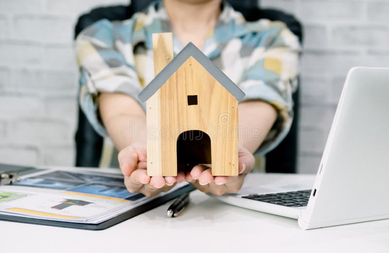 Female Hand Hold the House Model Small House Concept Stock Image ...