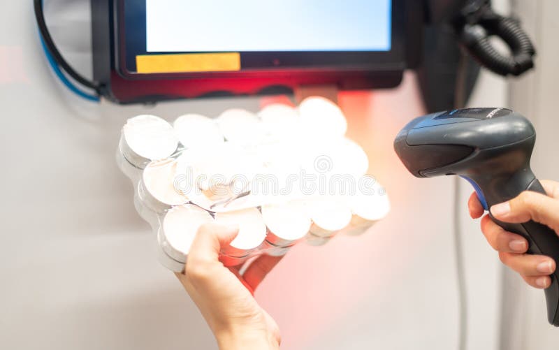 The Barcode Price Scanner on the Wall in a Supermarket for Self Service ...